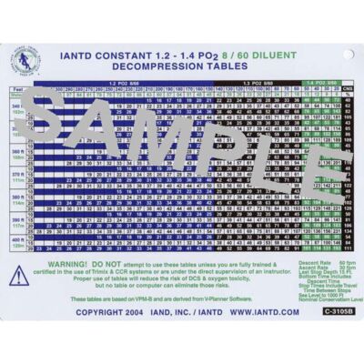 8/60 Trimix Dil - Constant PO2 Rebreather Dive Table | Dive Gear Express®