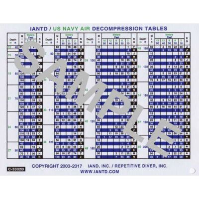 US Navy Air Dive Table | Dive Gear Express®