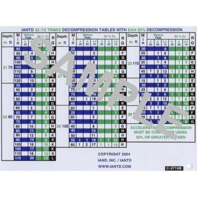 32/15% Recreational Trimix Dive Table w/Optional 50% Accelerated Deco ...