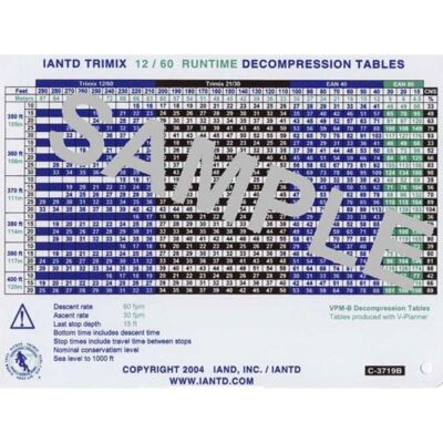 12/60% Technical Trimix Runtime Dive Table w/Accelerated Deco | Dive ...